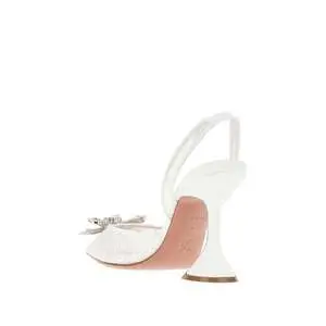 Amina Muaddi Rosie Lace Slingback Pumps With Crystal Buckle