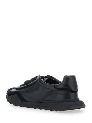 Dolce & Gabbana Leather Athletic Low Top Sneakers - Black