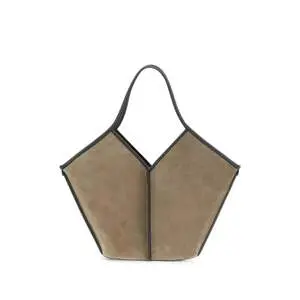 Hereu Geometric Top Handle Bag In Suede - Cream