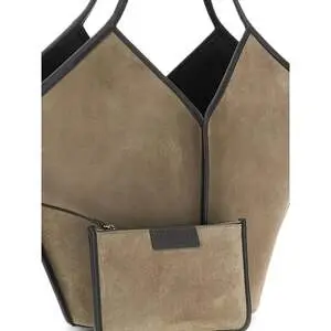 Hereu Geometric Top Handle Bag In Suede - Cream