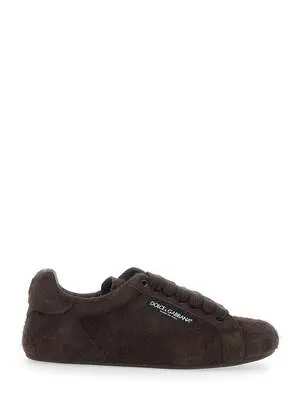 Dolce & Gabbana Suede 'portofino' Sneakers With Logo Detail - Brown