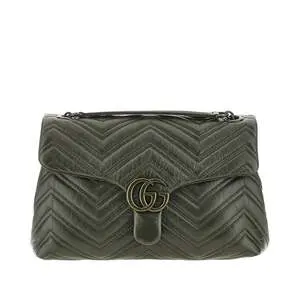 Gucci Matelassé Leather Medium 'gg Marmont' Shoulder Bag - Green