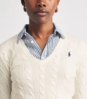 Polo Ralph Lauren Wool-cashmere Cable-knit V-neck Sweater