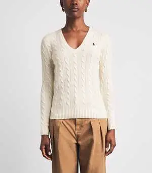 Polo Ralph Lauren Wool-cashmere Cable-knit V-neck Sweater