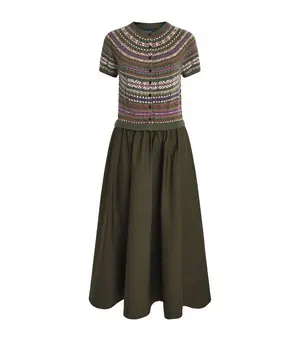 Polo Ralph Lauren Fair Isle Geometric Intarsia Knit Midi Dress - Green