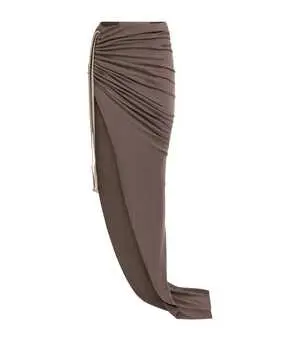 Rick Owens Cotton Edfu Gathered Maxi Skirt - Grey