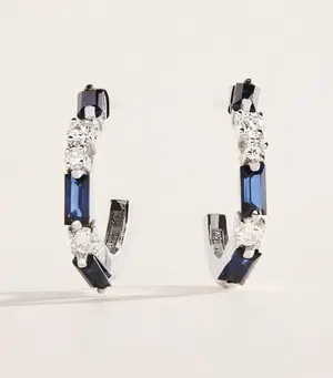 SUZANNE KALAN 18k Gold Sapphire And Diamond Hoop Earrings