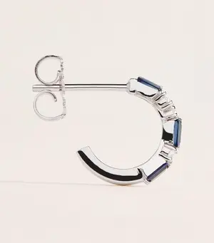 SUZANNE KALAN 18k Gold Sapphire And Diamond Hoop Earrings
