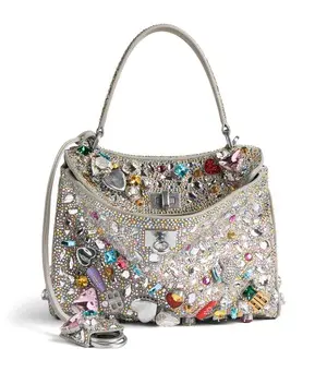 Balenciaga Mini Suede Embellished Rodeo Top-handle Bag