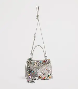 Balenciaga Mini Suede Embellished Rodeo Top-handle Bag
