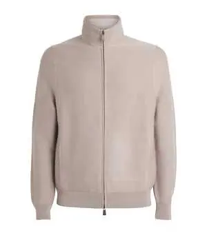 Colombo Cashmere-wool Zip-up Cardigan - Beige