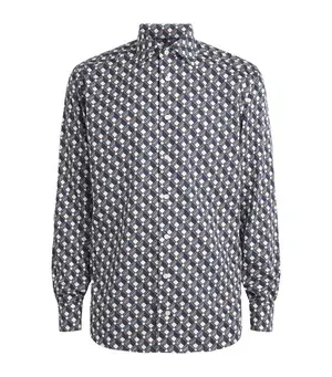 Eton Geometric Print Shirt - Navy