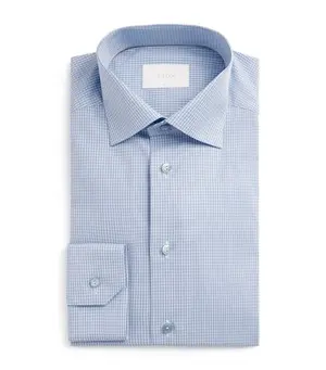Eton Supima Cotton Check Slim Fit Shirt - Blue