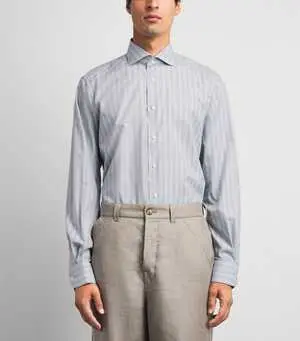 Eton Cotton Mélange Plaid Contemporary Fit Shirt - Grey