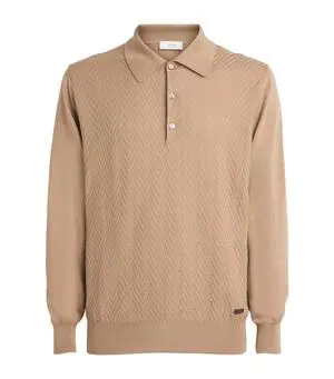 Eton Cotton Chevron-knit Polo Sweater