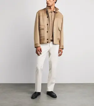 Eton Cotton Chevron-knit Polo Sweater