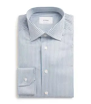 Eton Cotton Stripe Contemporary Fit Shirt - Green