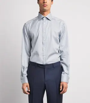Eton Cotton Stripe Contemporary Fit Shirt - Green
