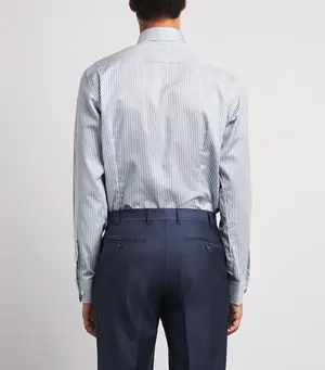 Eton Cotton Stripe Contemporary Fit Shirt - Green