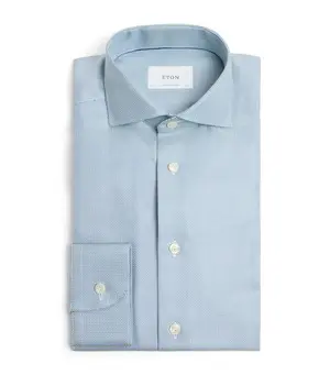 Eton Cotton Patterned Contemporary Fit Shirt - Navy