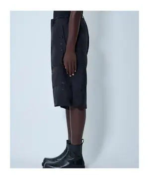 Yohji Yamamoto Padded Shorts With Silver-tone Hardware
