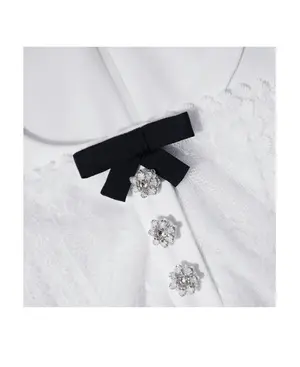 SELF-PORTRAIT Lace Collar Pleated Midi Dress