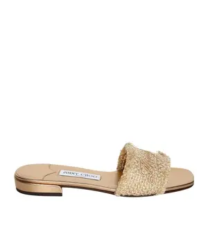 JIMMY CHOO Square-toe Slides - Nude