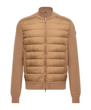 Moncler Wool Cashmere Blend Padded Zip-up Cardigan