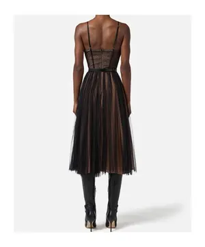 Elisabetta Franchi Bustier Belt Tulle Midi Dress
