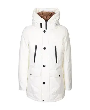 Woolrich Logo Printed Hooded Down Jacket - White