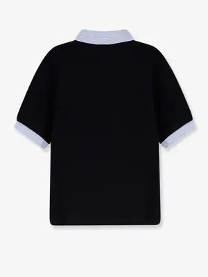 Miu Miu Short Sleeve Embroidered Logo Polo Shirt - Black