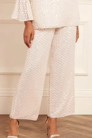 NEEDLE  THREAD Needle & Thread Sequined Wide-leg Trousers