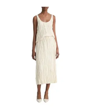 Vince Crushed Textured Tank Top - Light Ivory