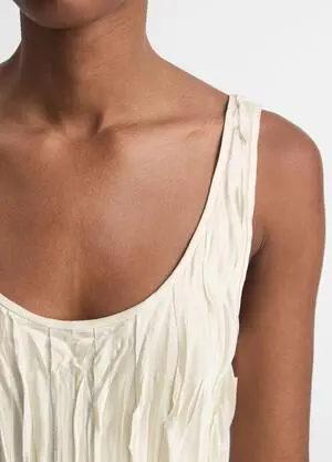 Vince Crushed Textured Tank Top - Light Ivory