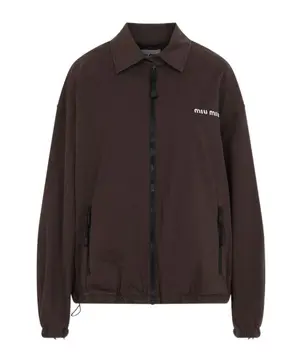 Miu Miu Washed Gabardine Oversized Zip-up Blouson Jacket - Ebony