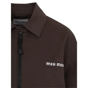 Miu Miu Washed Gabardine Oversized Zip-up Blouson Jacket - Ebony