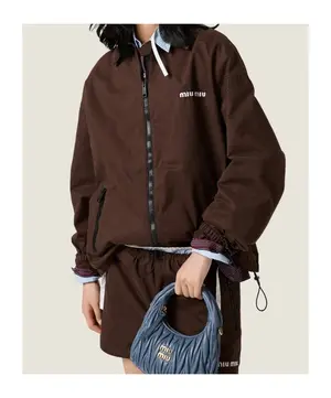 Miu Miu Washed Gabardine Oversized Zip-up Blouson Jacket - Ebony