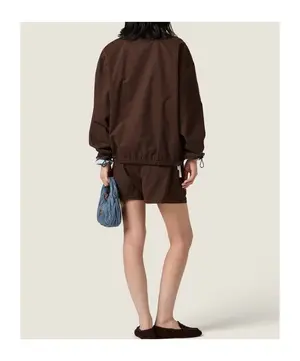 Miu Miu Washed Gabardine Oversized Zip-up Blouson Jacket - Ebony