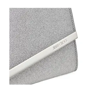 JIMMY CHOO Fine Glitter Leather Clutch Bag - Silver