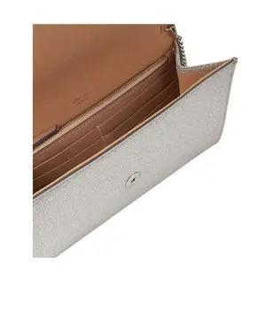 JIMMY CHOO Fine Glitter Leather Clutch Bag - Silver