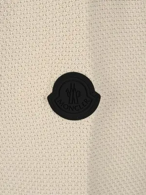 Moncler Cotton Knit Crewneck Sweater With Tricolor Detailing - Beige