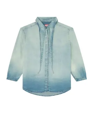 DIESEL® Marbled Fluid Denim Shirt With Extended Neckline