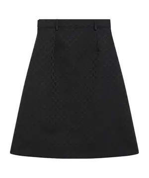 Gucci Gg Cotton Blend Midi Skirt - Black
