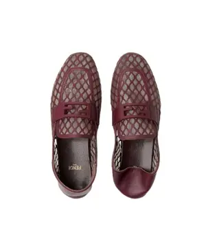 Fendi Baguette Burgundy Leather Loafers