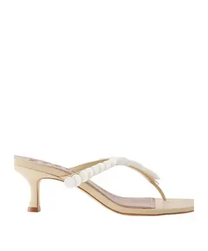 Staud Beige Leather Sandals - Nude