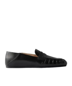 STUART WEITZMAN Leather Flat Loafers - Black