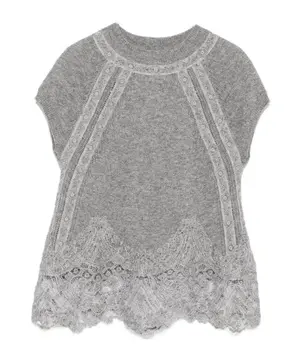 Ermanno Scervino Lace Trim Knit Top - Grey