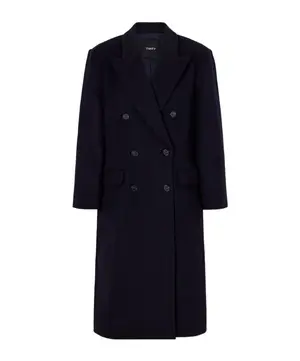 Theory Dark Blue Wool Coat - Black