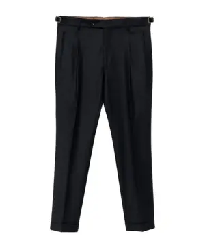 BERWICH Pleated Trousers - Navy Blue