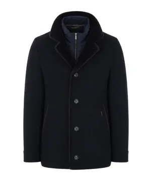 MOORER Long Sleeve Jacket With Collar - Black